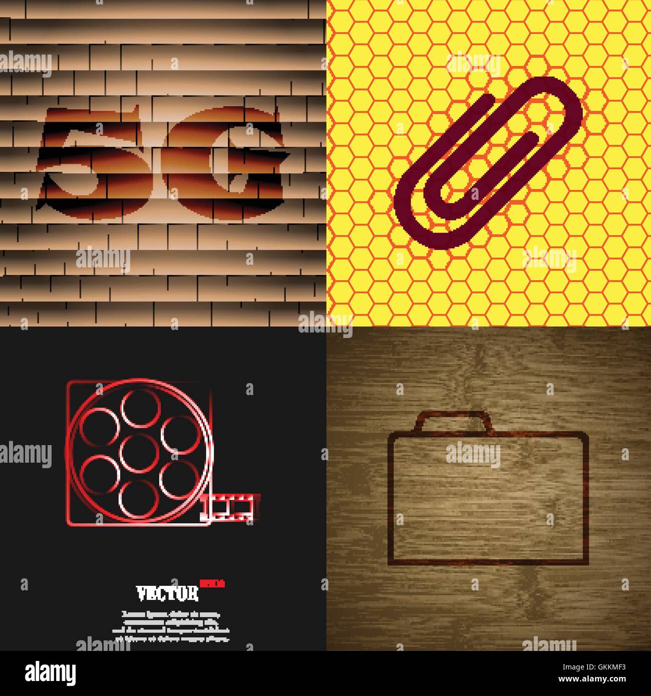 Set of abstract backgrounds with different web icons Stock Vector Image ...