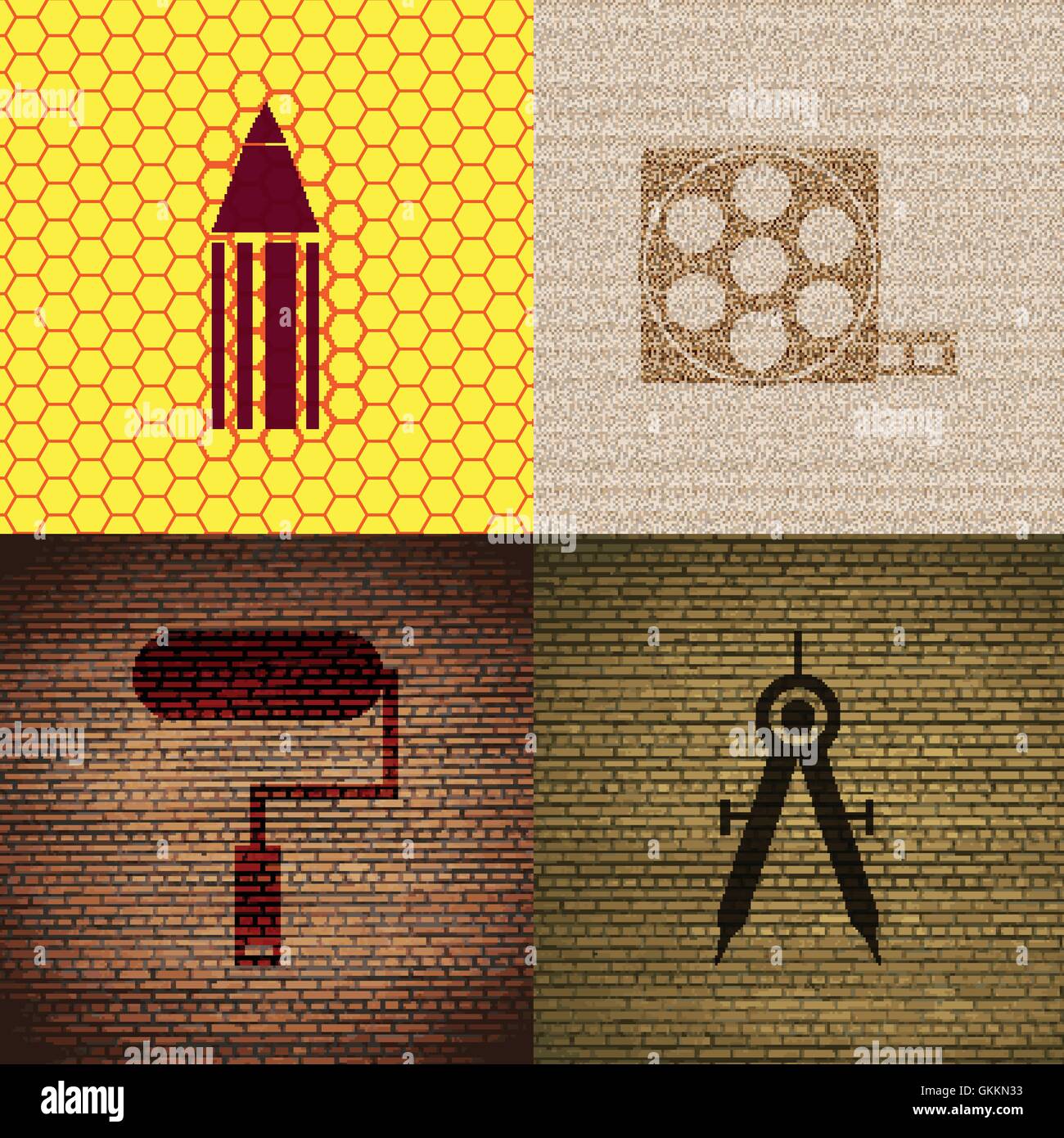 Set of abstract backgrounds with different web icons Stock Vector Image ...