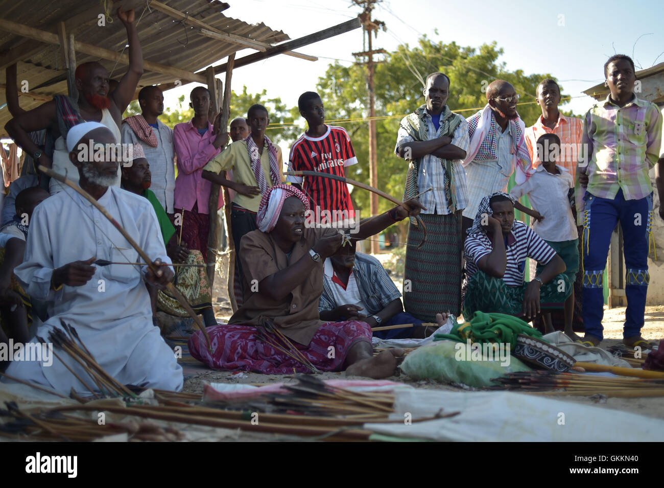 On September 18, 2015, a man prepares his bow and arrow for a ...