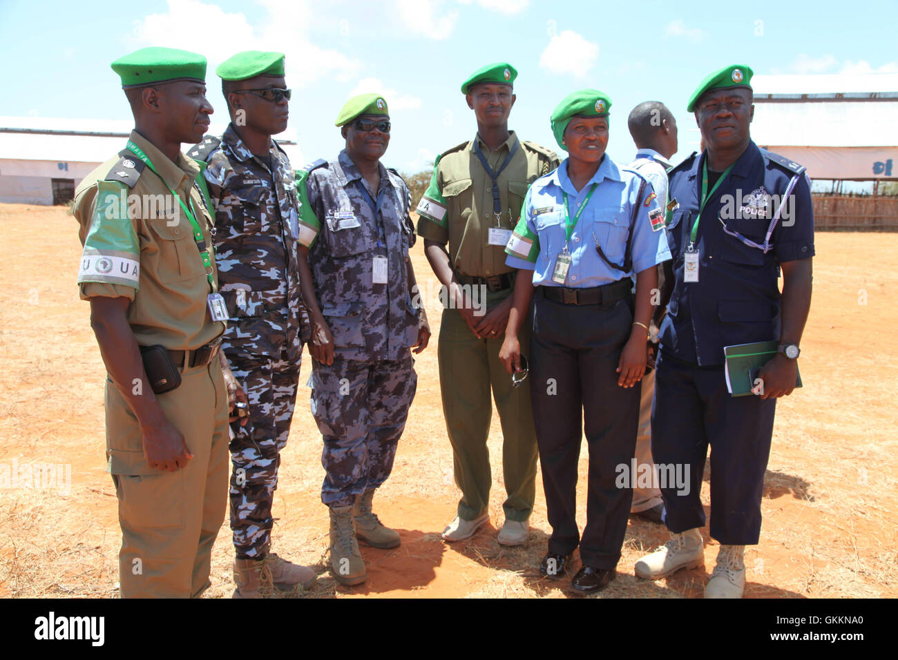 AMISOM Police officers pose for a group photo after the opening of the ...
