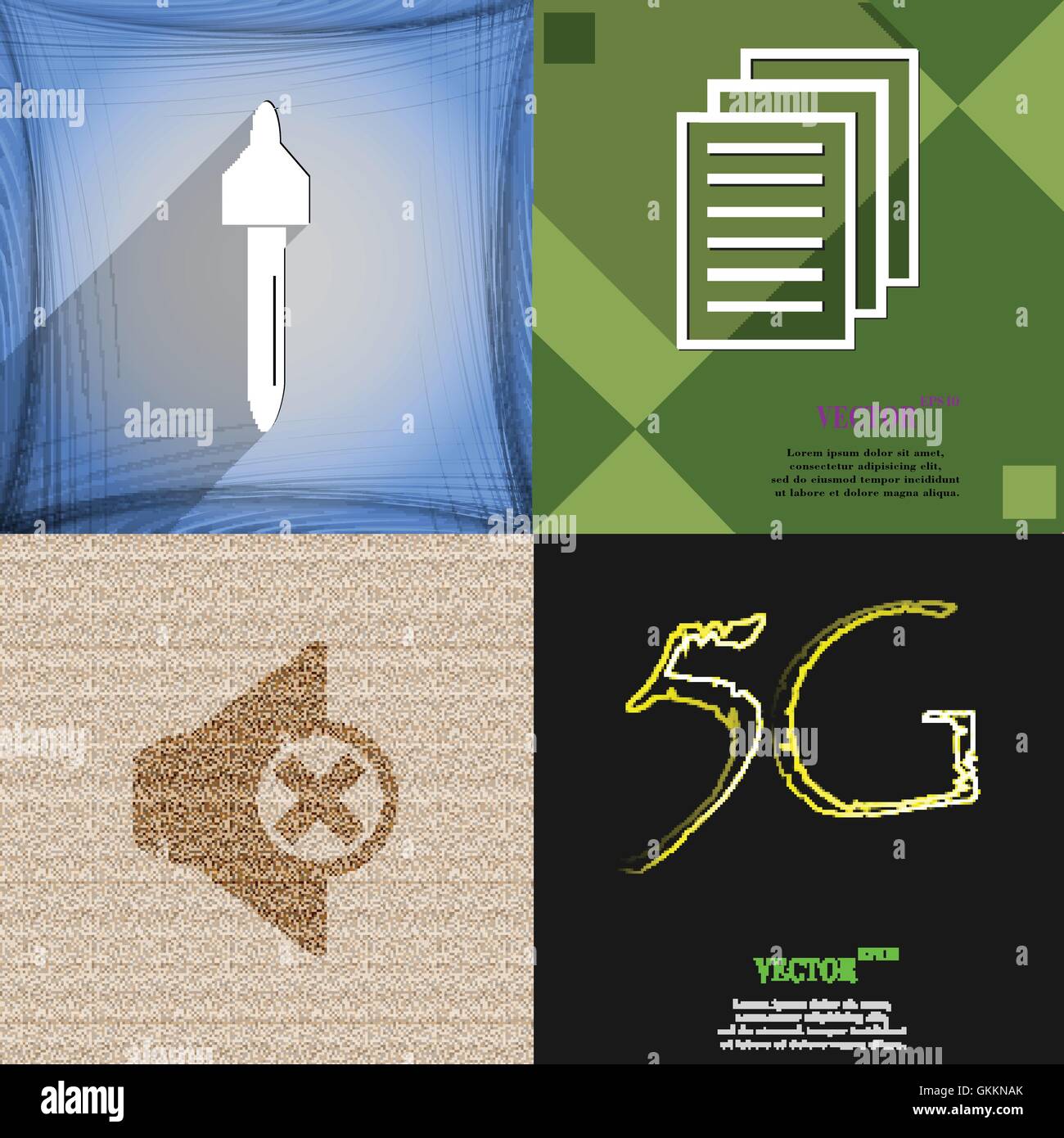 Set of abstract backgrounds with different web icons Stock Vector Image ...