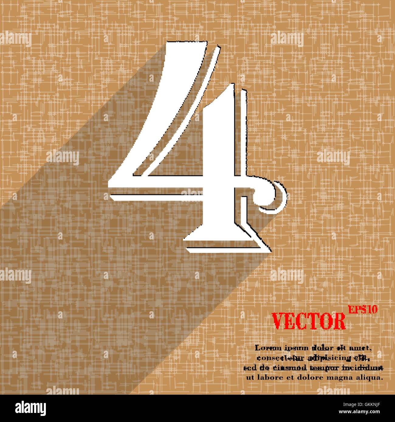 number four icon symbol Flat modern web design with long shadow and ...