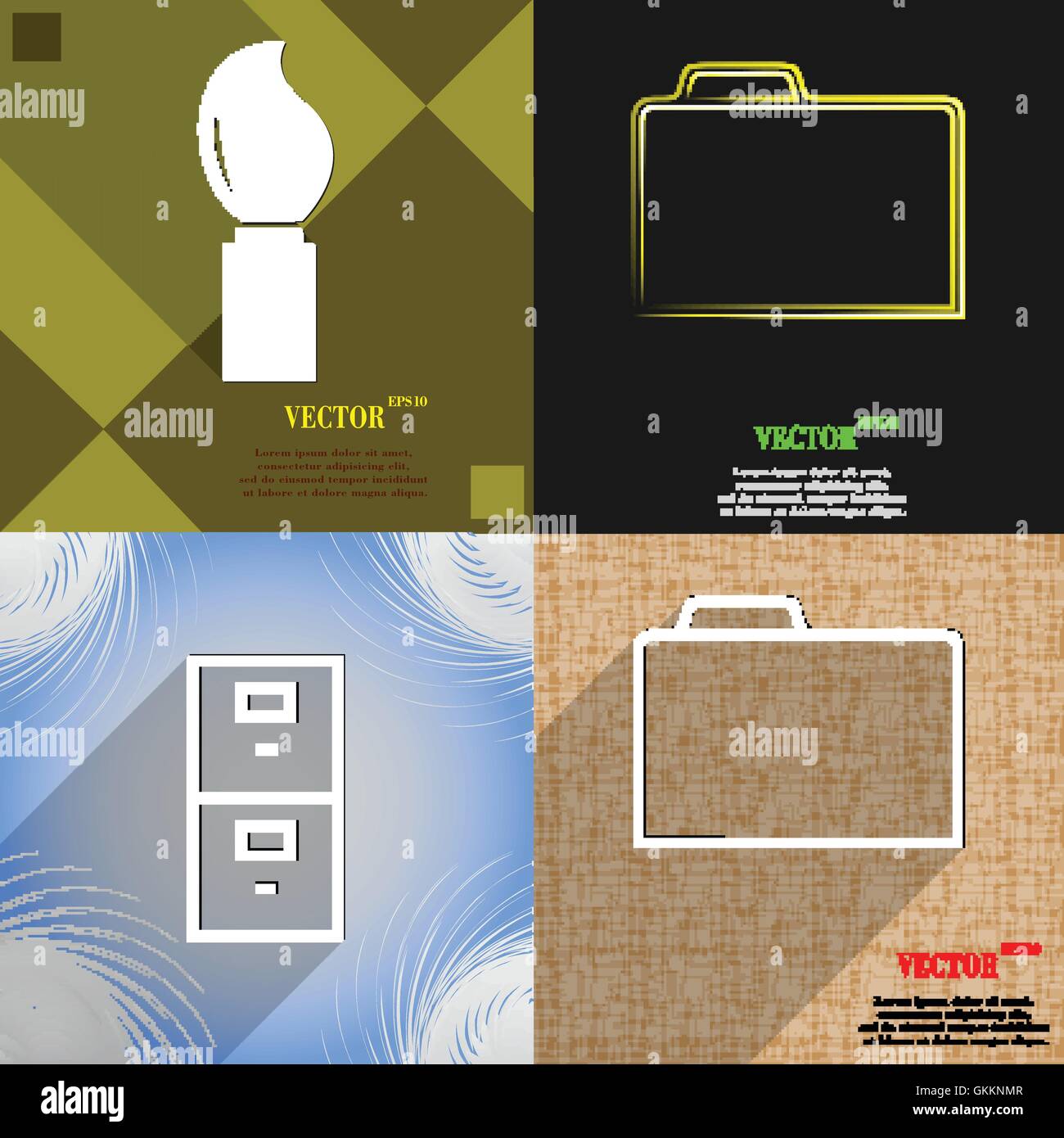 Set of abstract backgrounds with different web icons Stock Vector Image ...