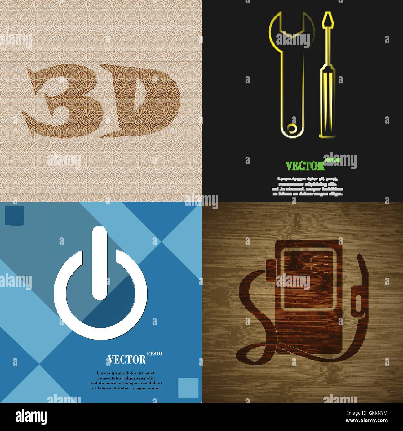 Set of abstract backgrounds with different web icons Stock Vector Image ...