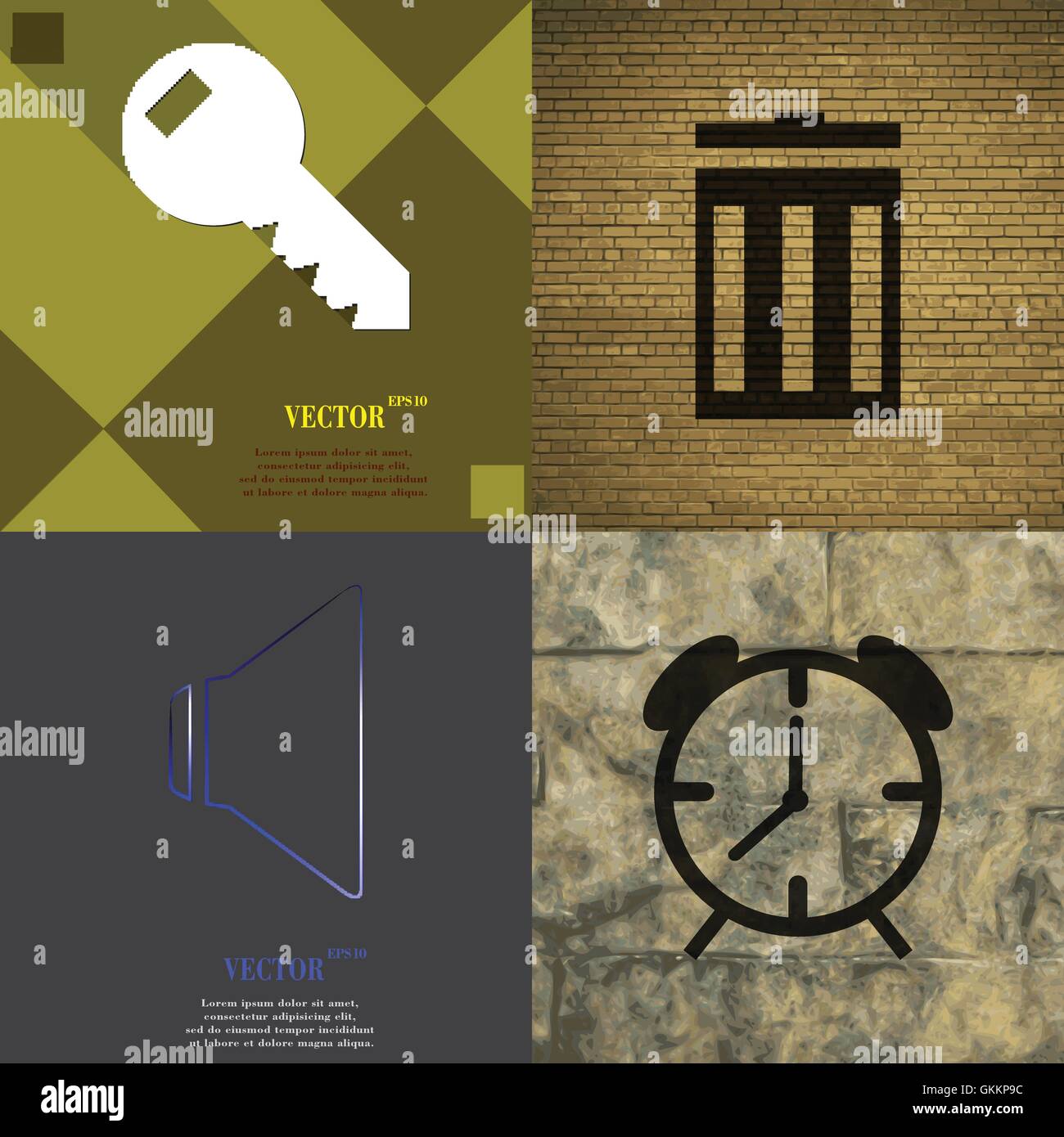 Set of abstract backgrounds with different web icons Stock Vector Image ...