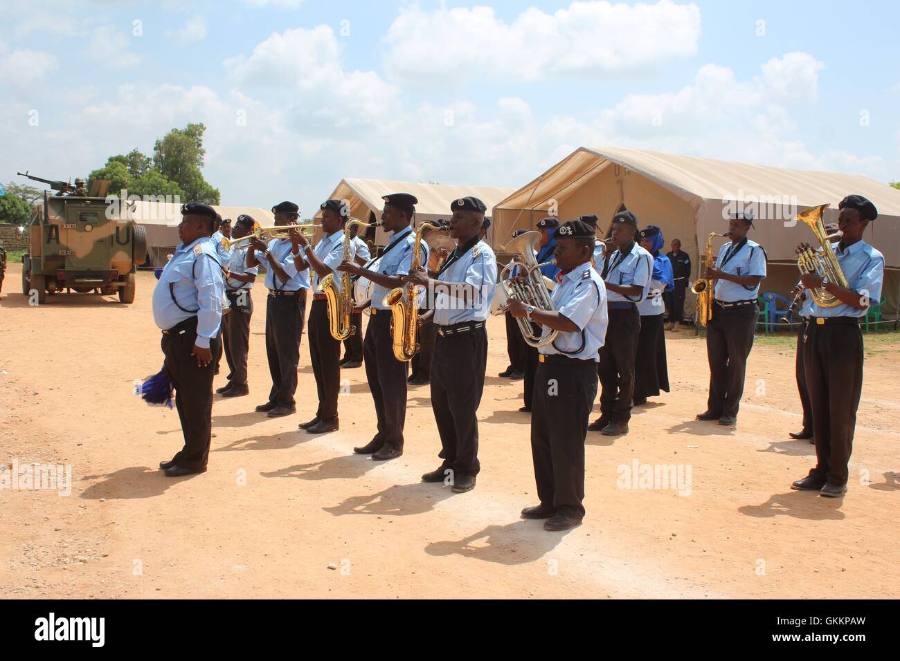 The Somali Police Force band performs the national anthem during the ...