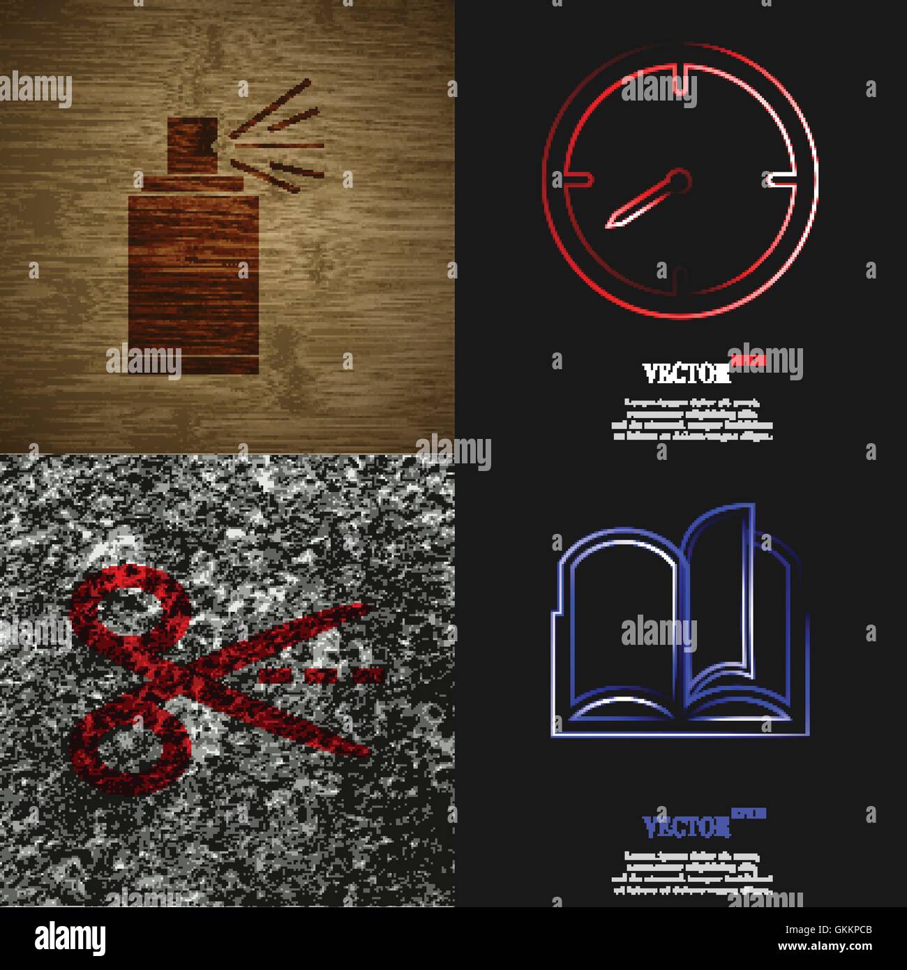 Set of abstract backgrounds with different web icons Stock Vector Image ...