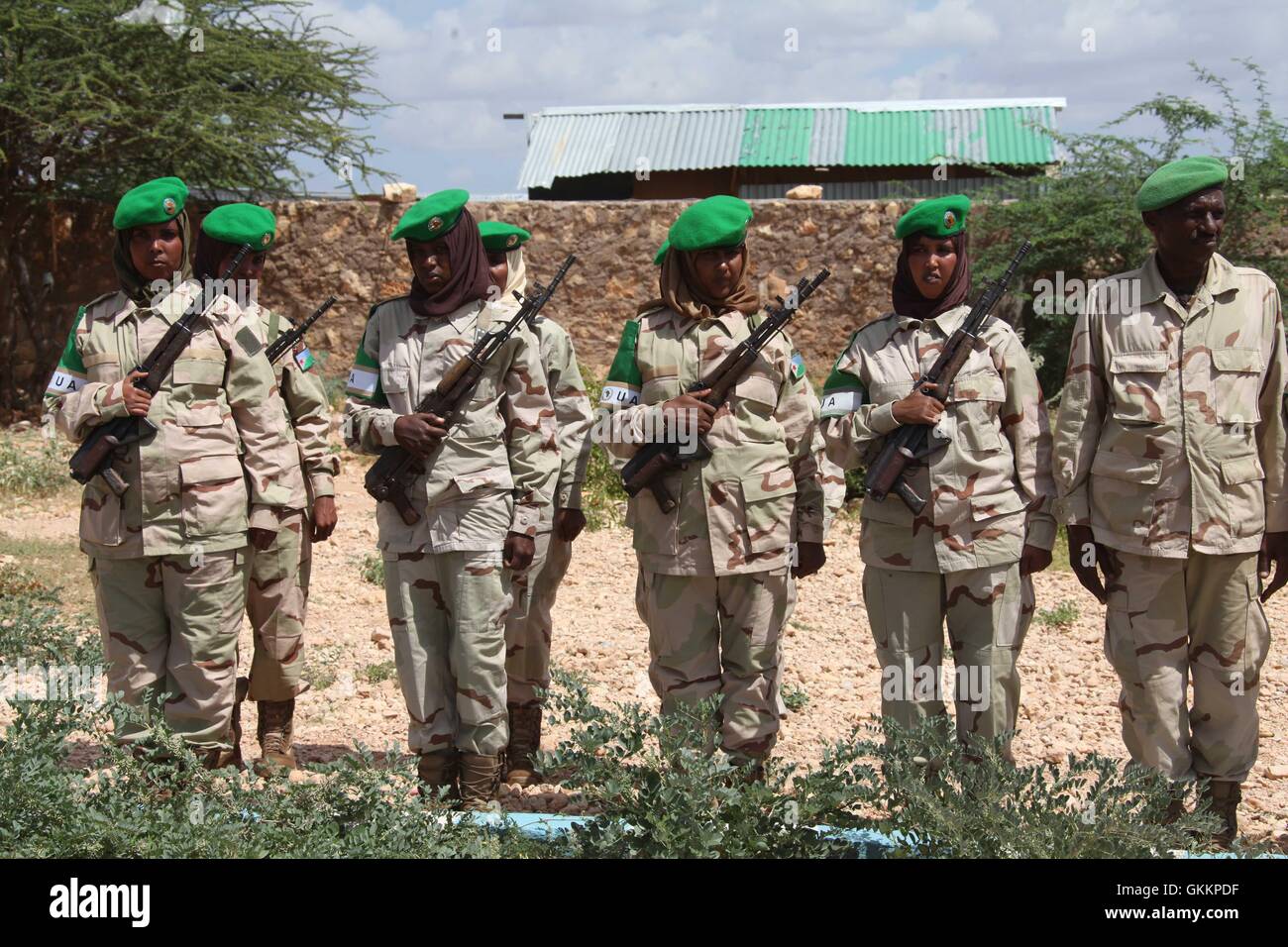Djiboutian soldiers of AMISOM participate in a parade during a visit by ...