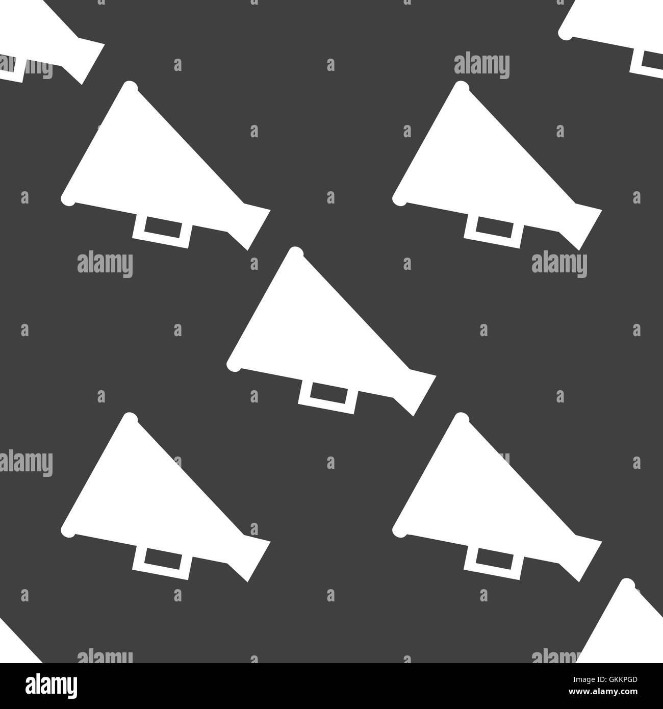 Megaphone, Loud-hailer web icon. flat design. Seamless gray pattern ...