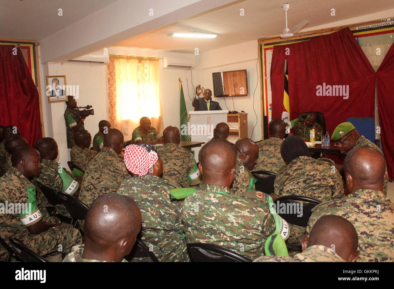 Maj Gen Nathan Mugisha, the Ugandan Ambassador to Somalia speaks during ...