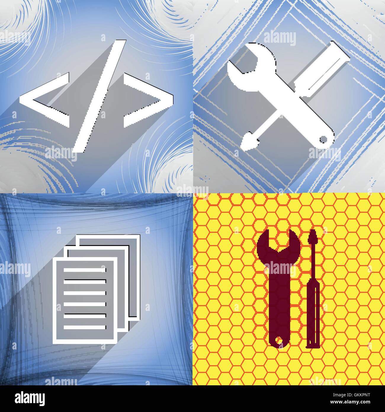 Set of abstract backgrounds with different web icons Stock Vector Image ...