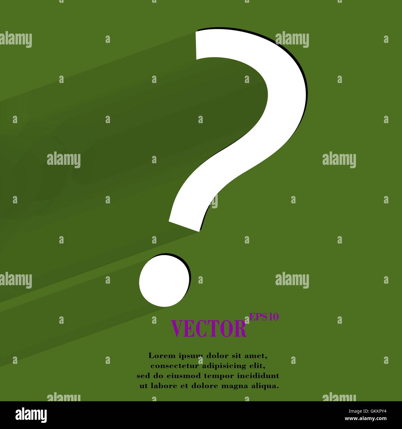 question mark. Flat modern web button with long shadow and space for ...