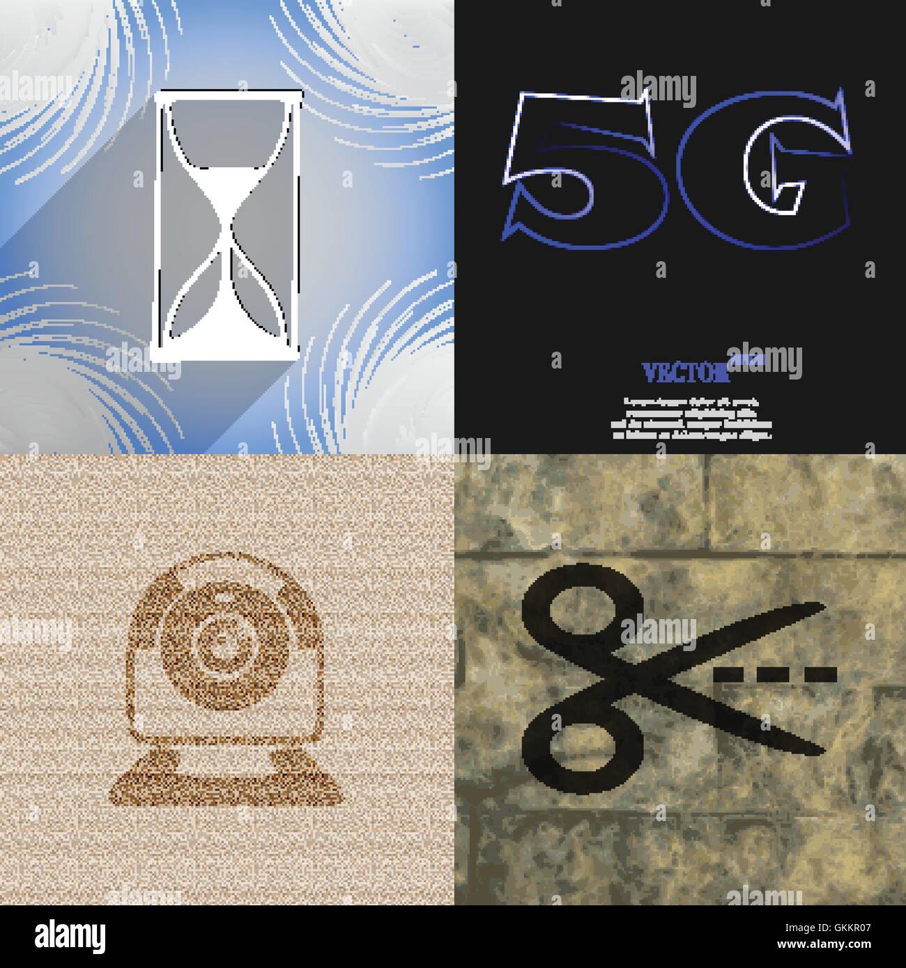 Set of abstract backgrounds with different web icons Stock Vector Image ...