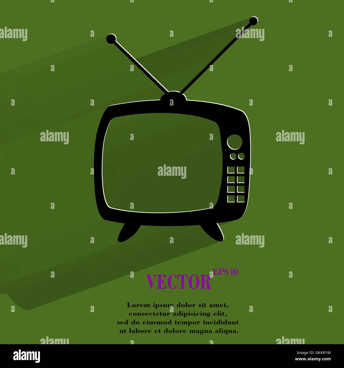 Retro tv. Flat modern web button with long shadow and space for your ...