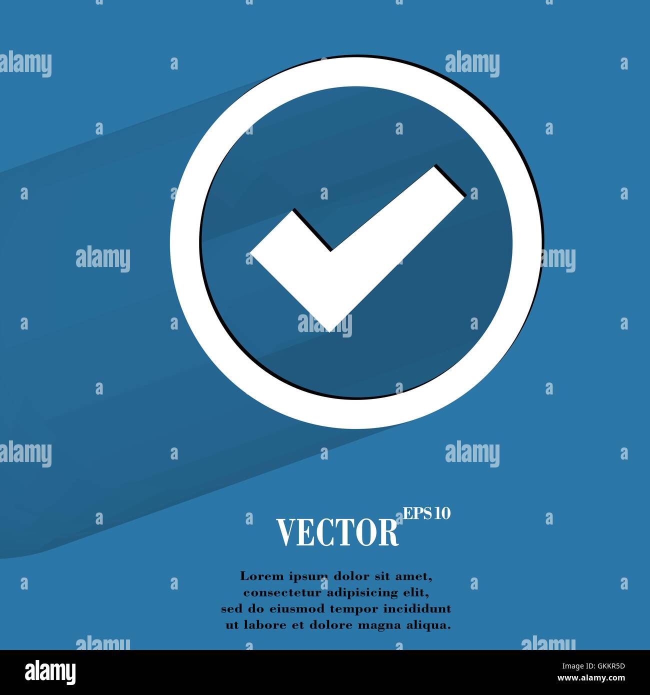 check mark. Flat modern web button with long shadow and space for your text Stock Vector Image ...