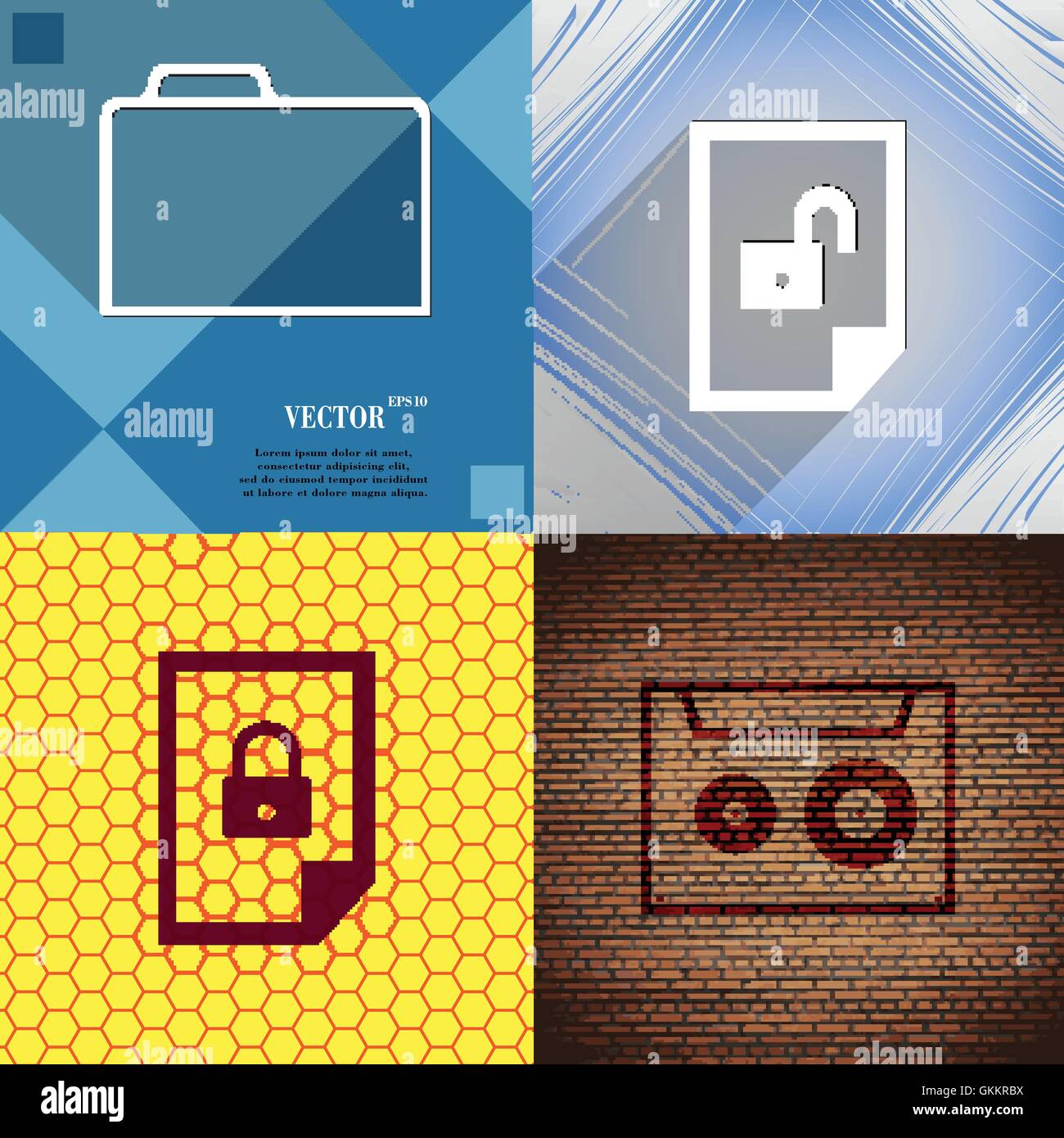 Set of abstract backgrounds with different web icons Stock Vector Image ...