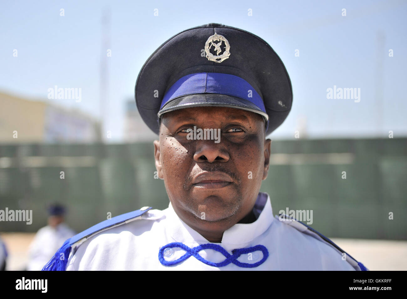 A Somali Police band performs at the ceremony marking the handover of a ...