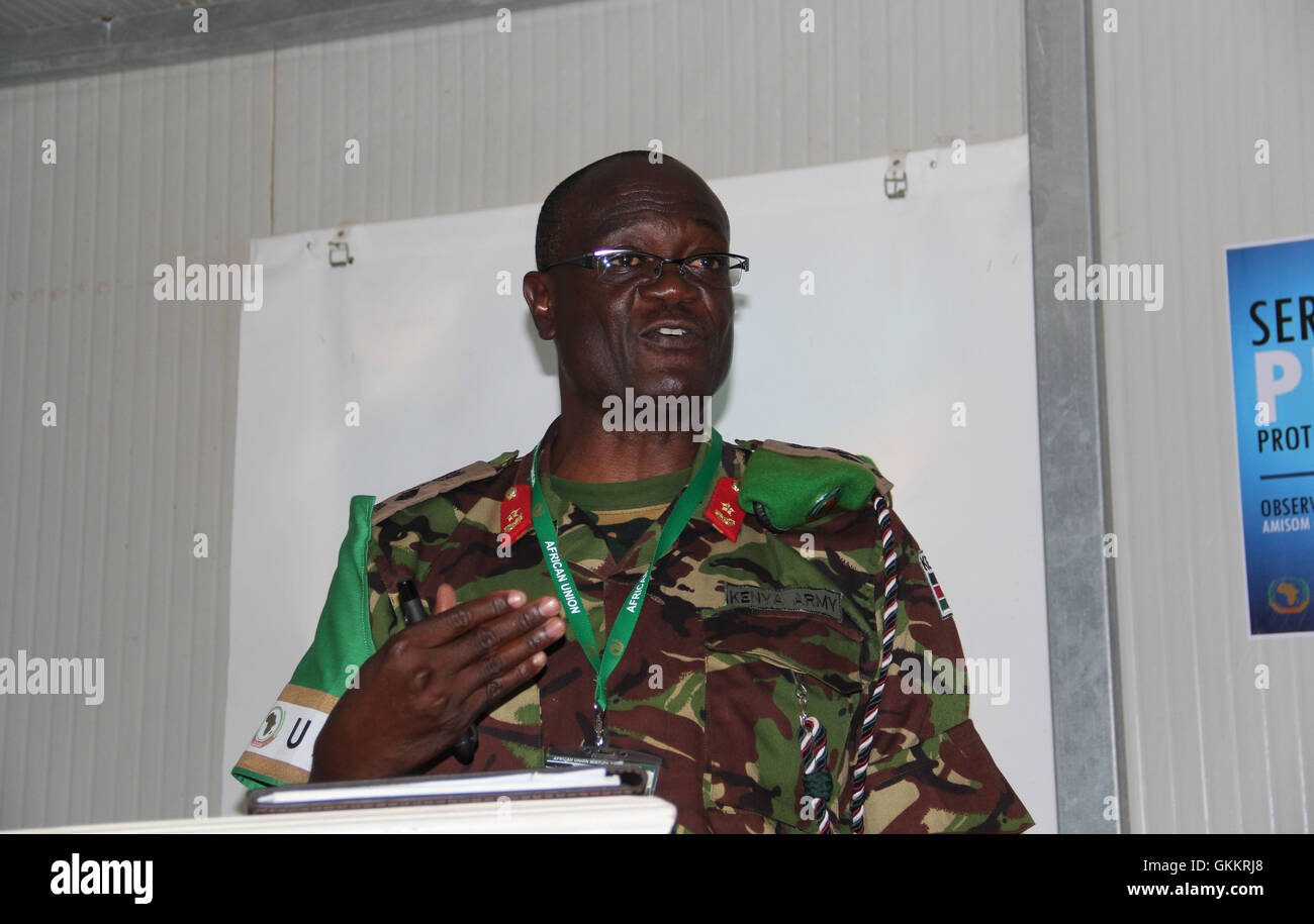 Brigadier General John Warioba, AMISOM Sector Two Commander, speaks at ...