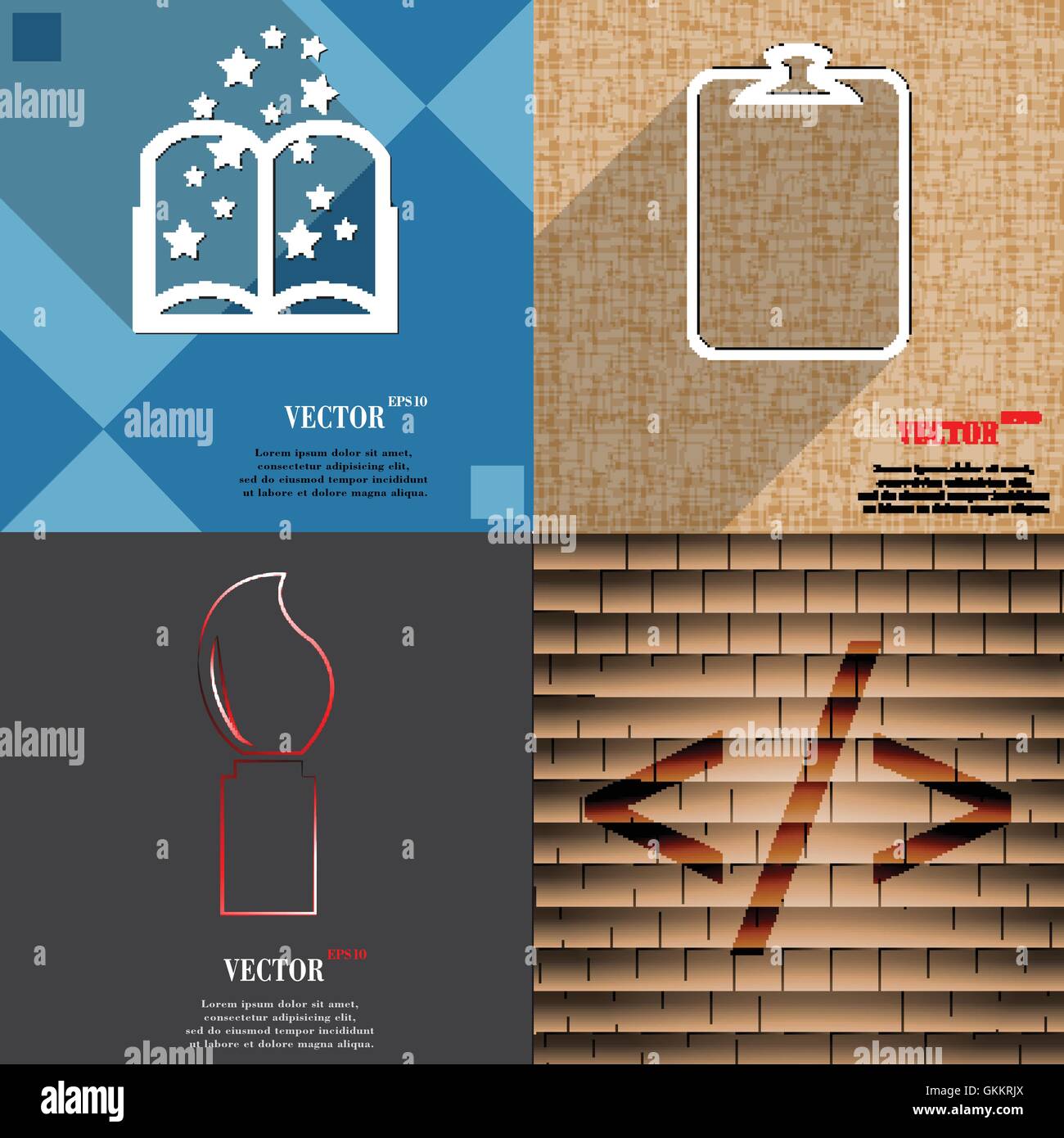 Set of abstract backgrounds with different web icons Stock Vector Image ...