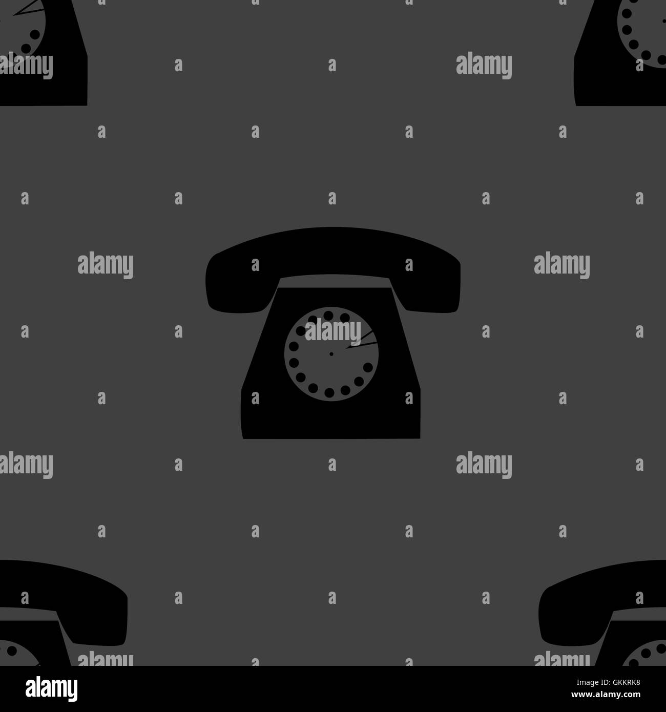 Retro telephone web icon. flat design. Seamless gray pattern Stock ...