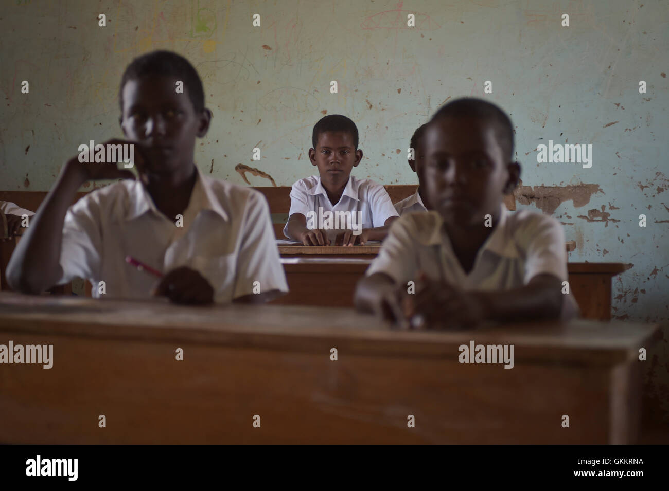 Somali boys attend class at a school in El Baraf, Somalia, on March 5 ...