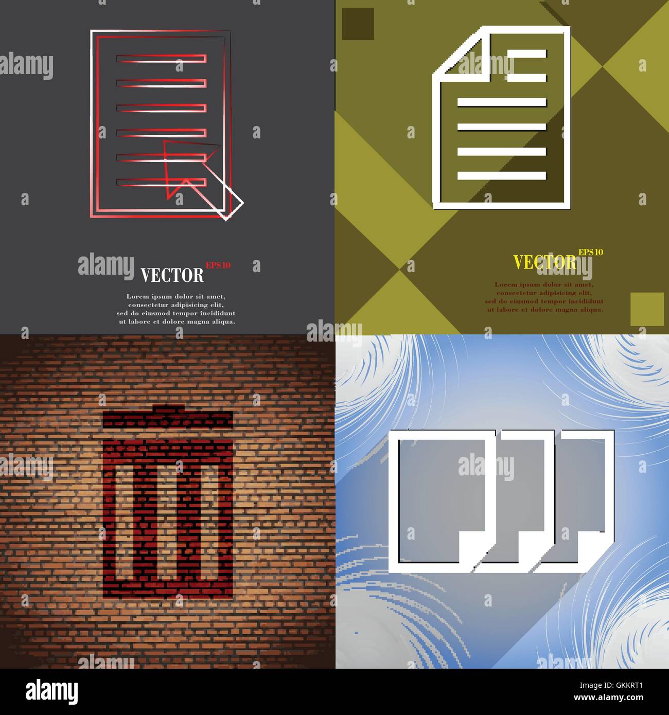 Set of abstract backgrounds with different web icons Stock Vector Image ...
