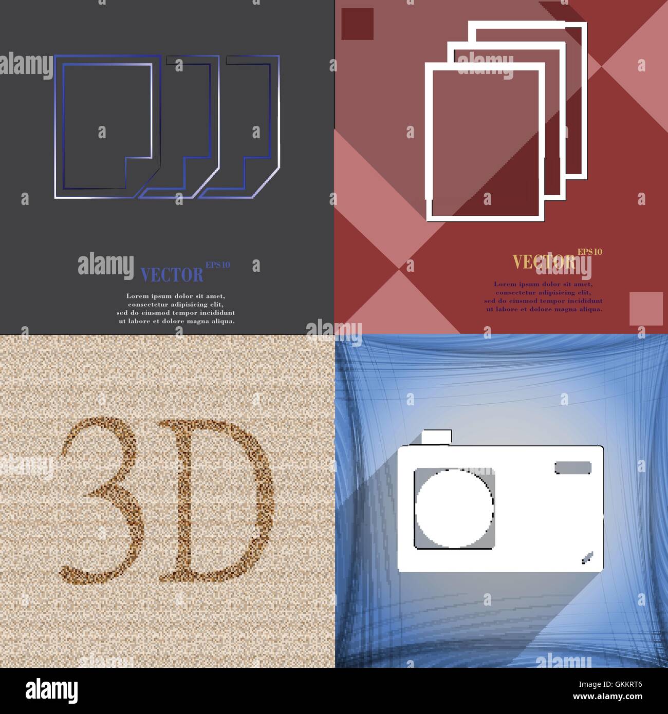 Set of abstract backgrounds with different web icons Stock Vector Image ...