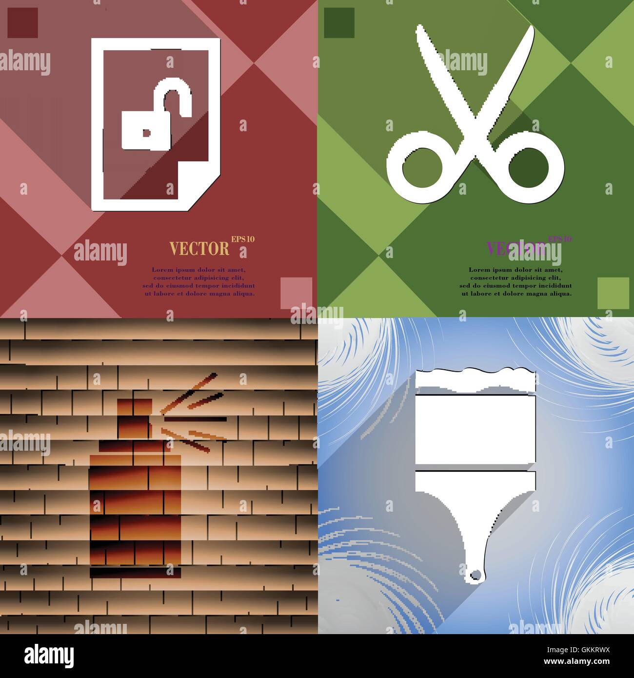 Set of abstract backgrounds with different web icons Stock Vector Image ...