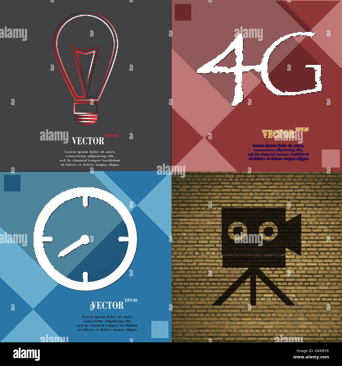 Set of abstract backgrounds with different web icons Stock Vector Image ...
