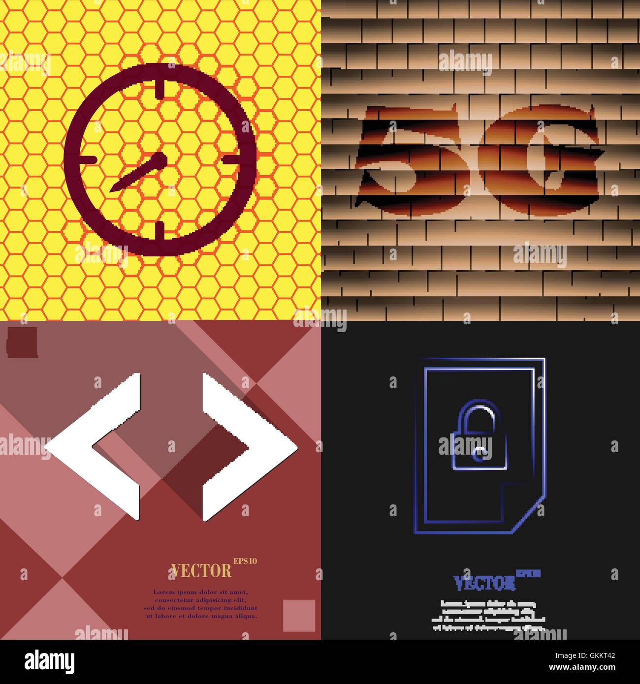Set of abstract backgrounds with different web icons Stock Vector Image ...