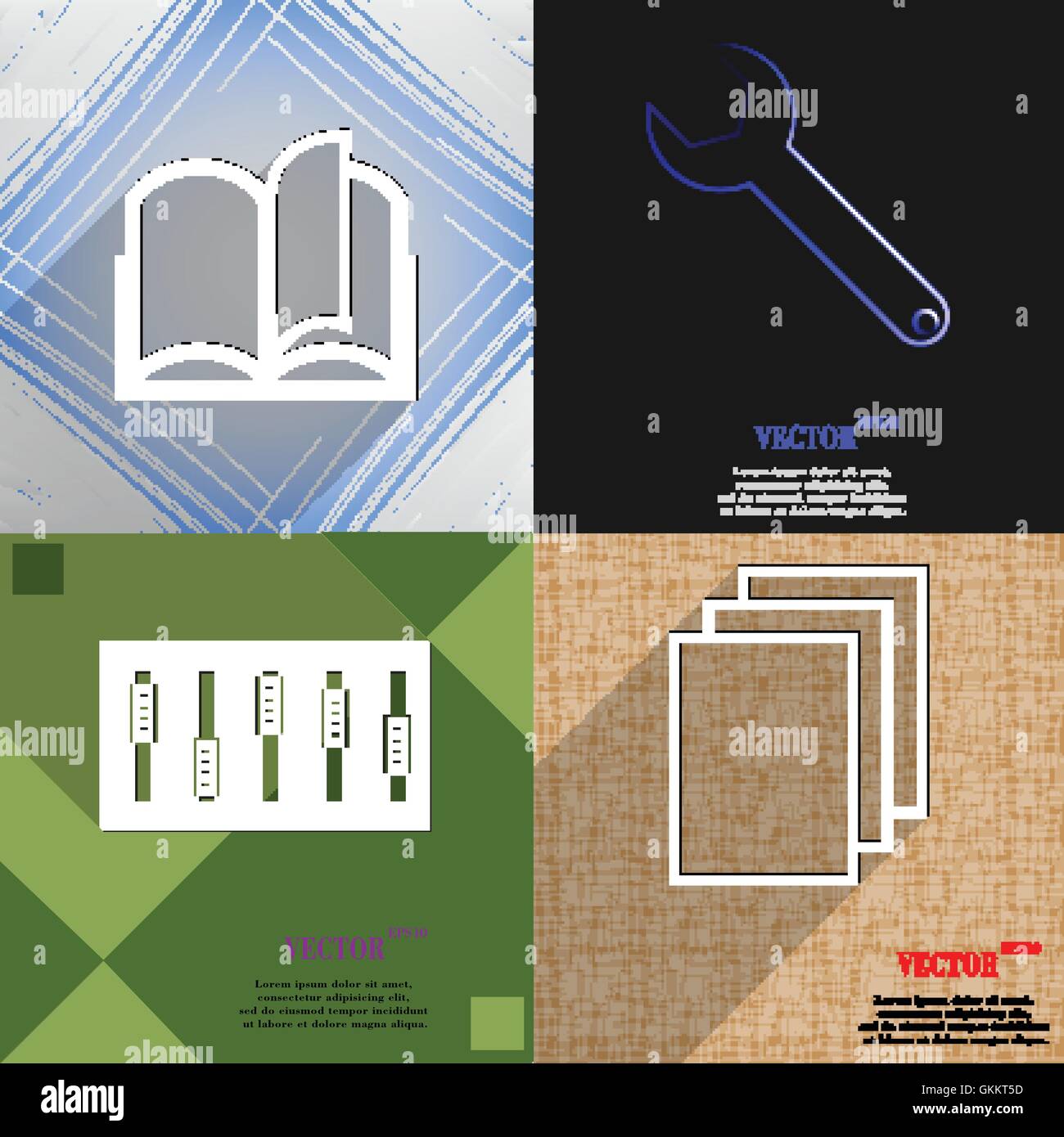 Set of abstract backgrounds with different web icons Stock Vector Image ...