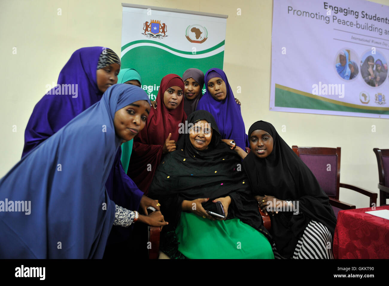 University students in a group photo with the Waberi District ...