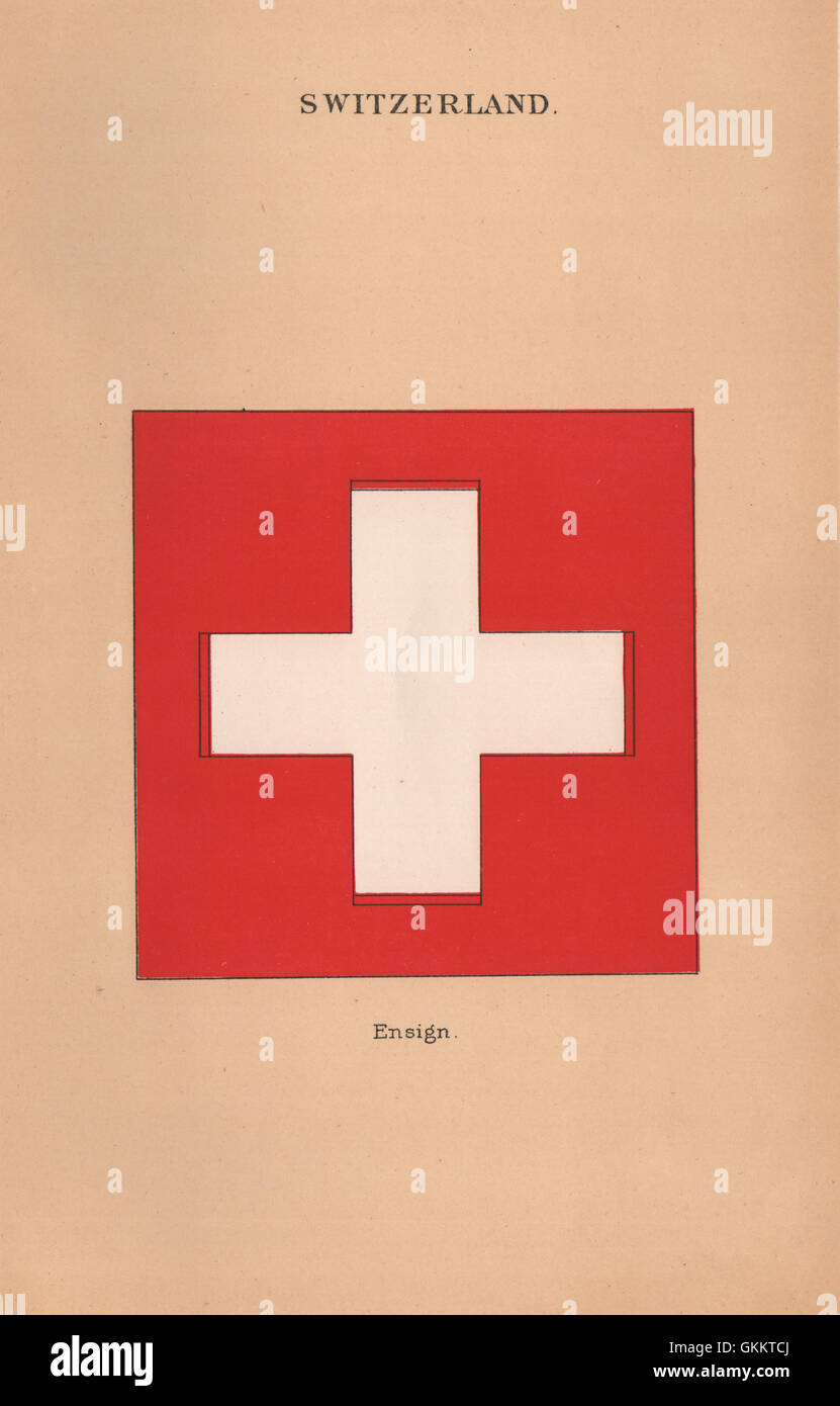 SWITZERLAND SWISS FLAGS. Ensign, antique print 1916 Stock Photo - Alamy