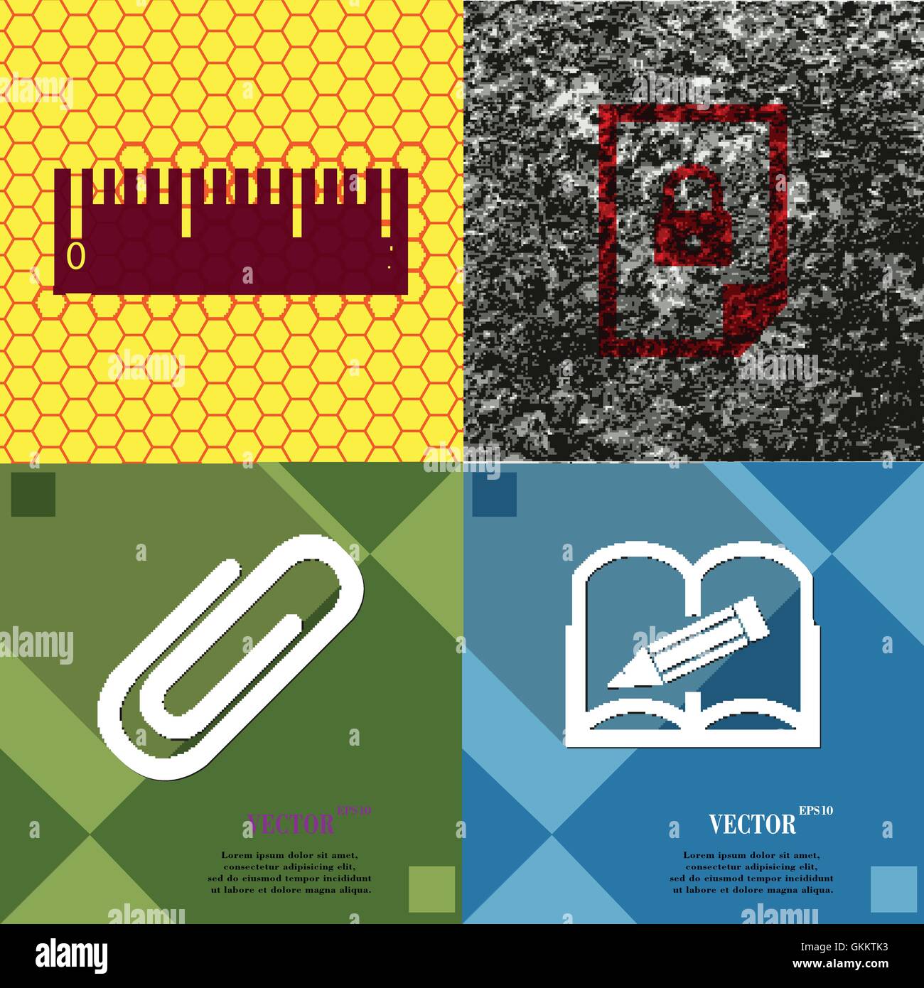 Set of abstract backgrounds with different web icons Stock Vector Image ...