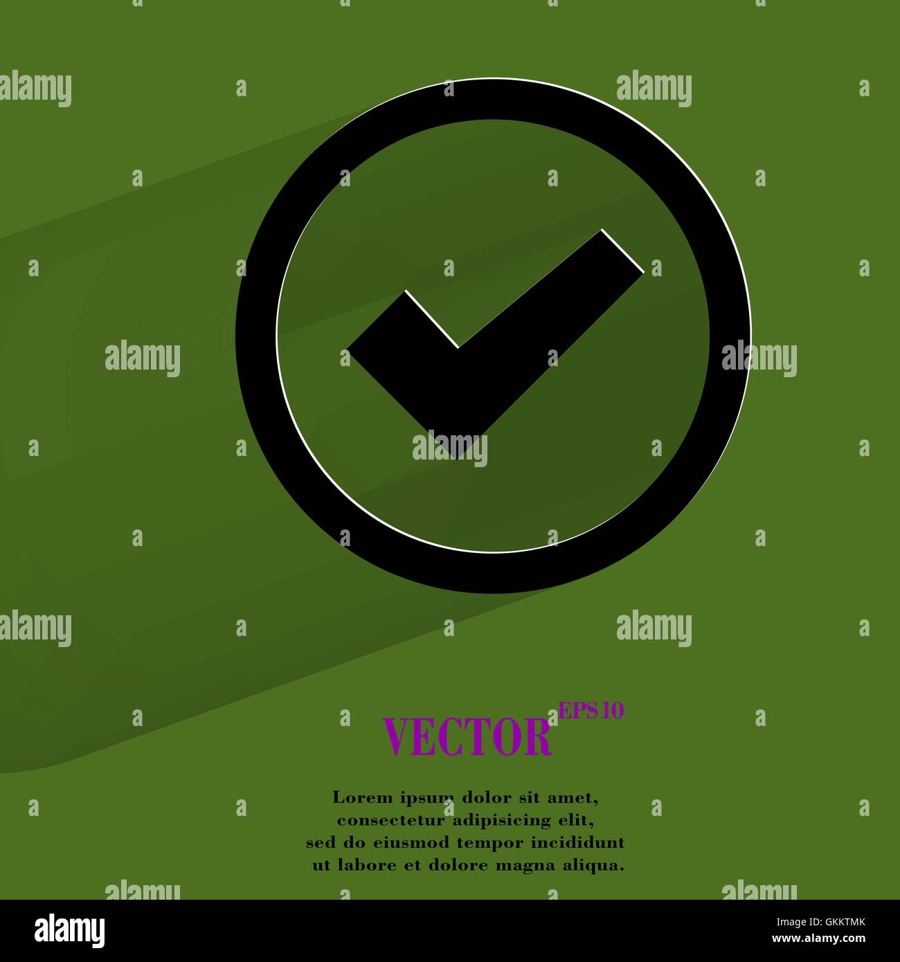 check mark. Flat modern web button with long shadow and space for your text Stock Vector Image ...