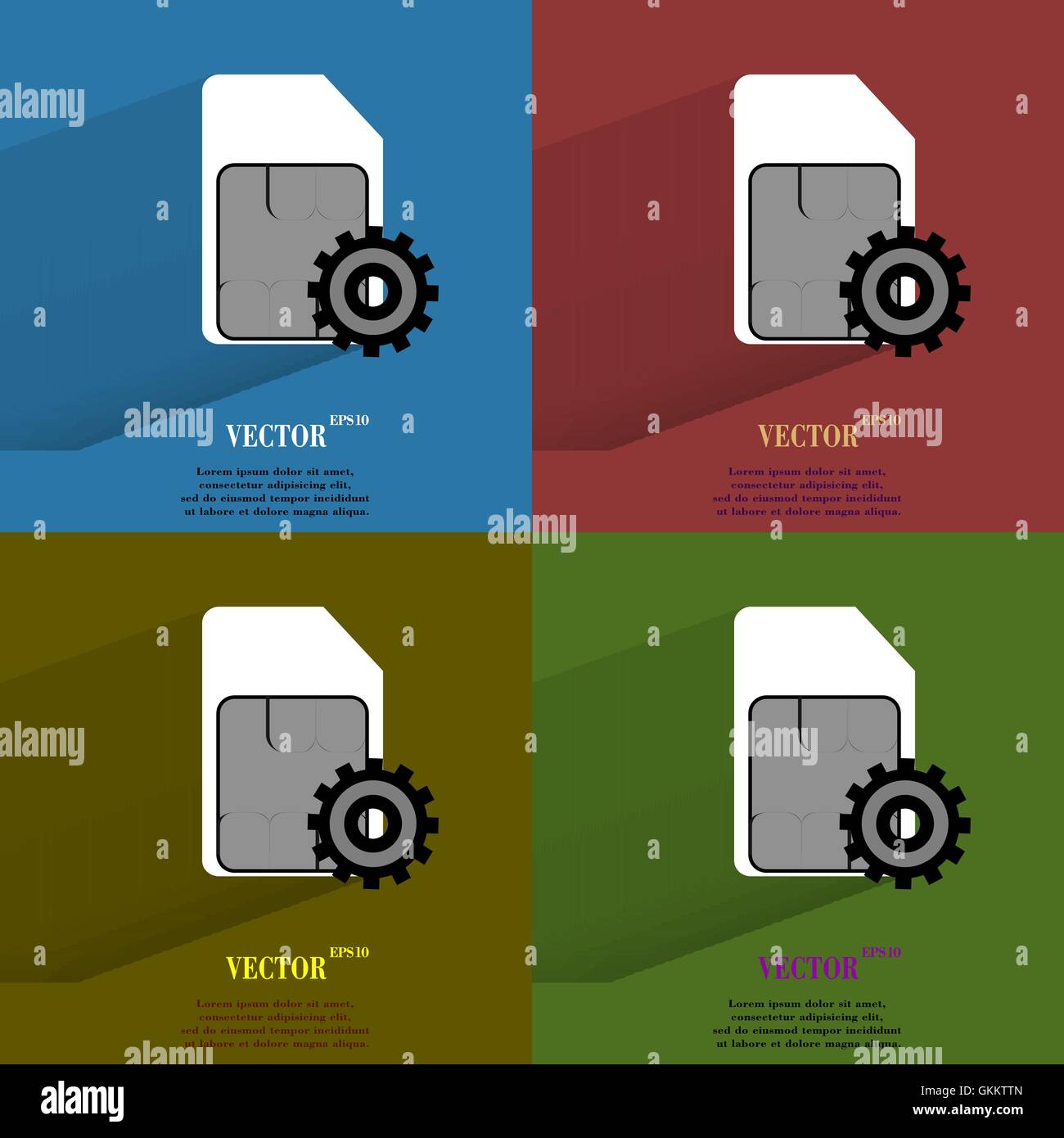 Color set SIM card. Flat modern web button with long shadow and space ...