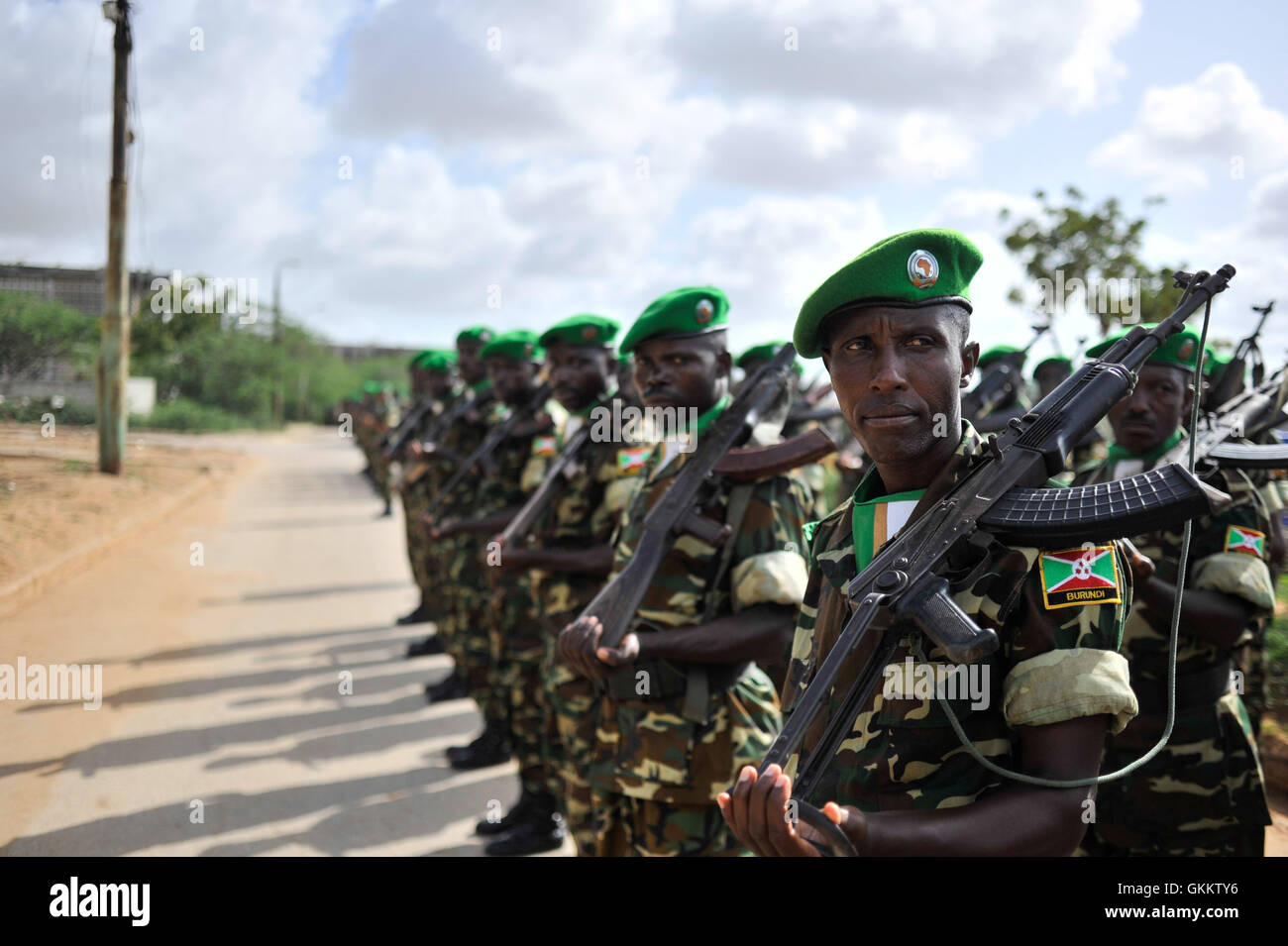 Burundi soldiers with AMISOM attend a medal awards ceremony at the ...