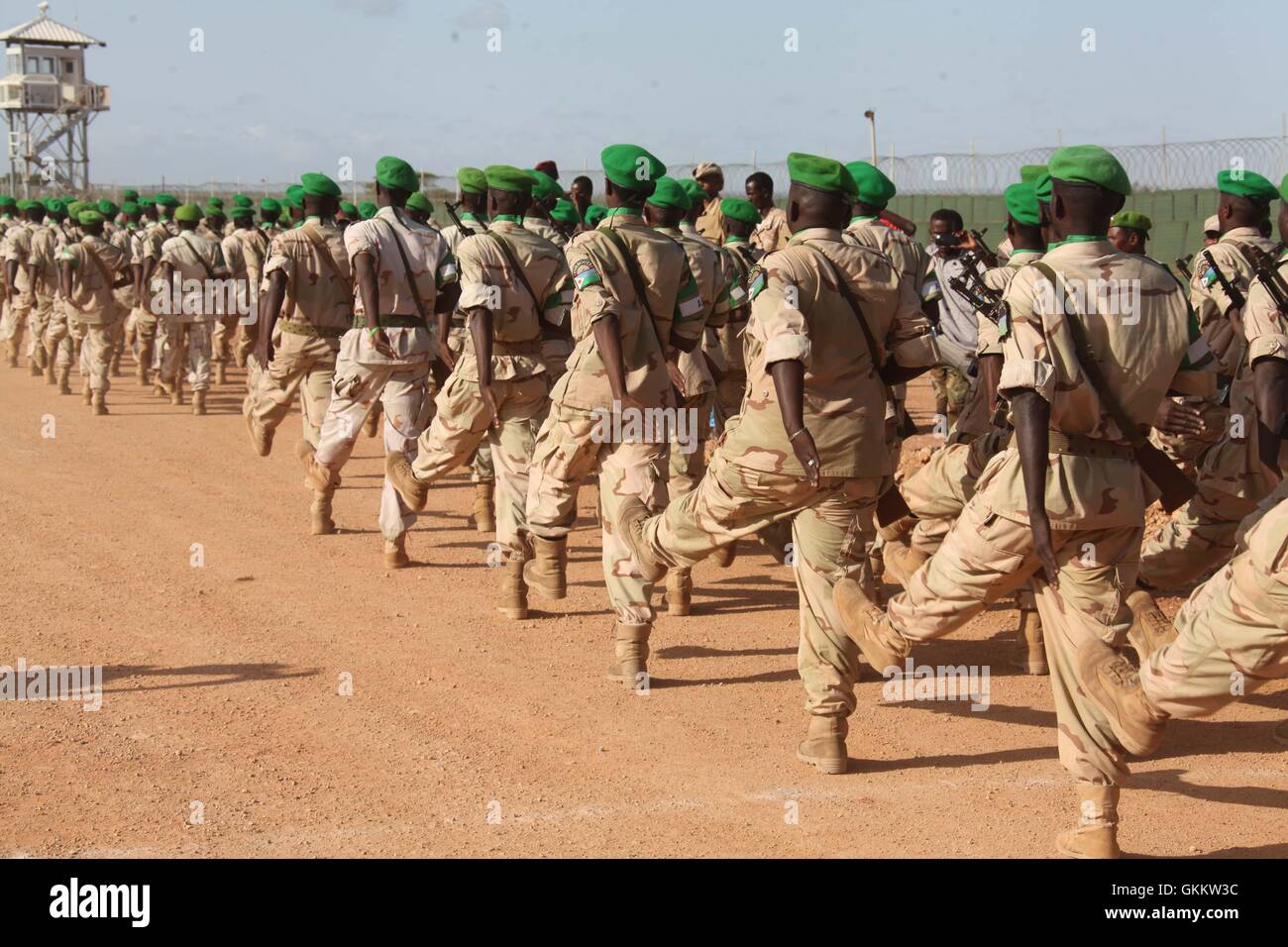 Djiboutian soldiers serving with AMISOM march in Sector 4 Beletweyne ...