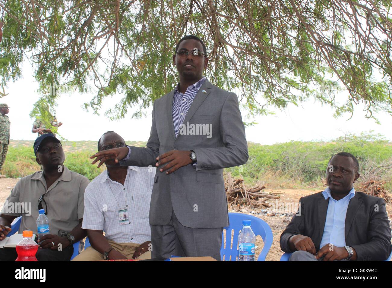 Ibrahim Aden Ali, Governor of Lower Shabelle region, speaks during a ...
