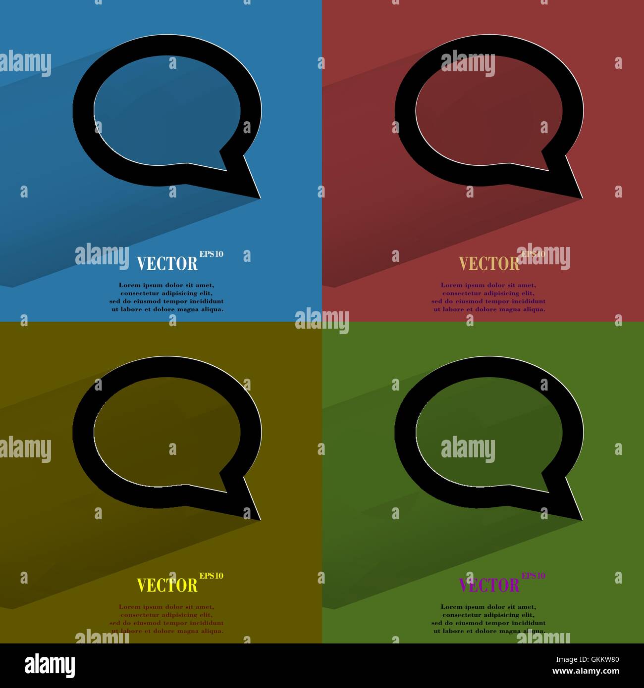 Color set cloud thoughts. Flat modern web button with long shadow and space for your text Stock ...