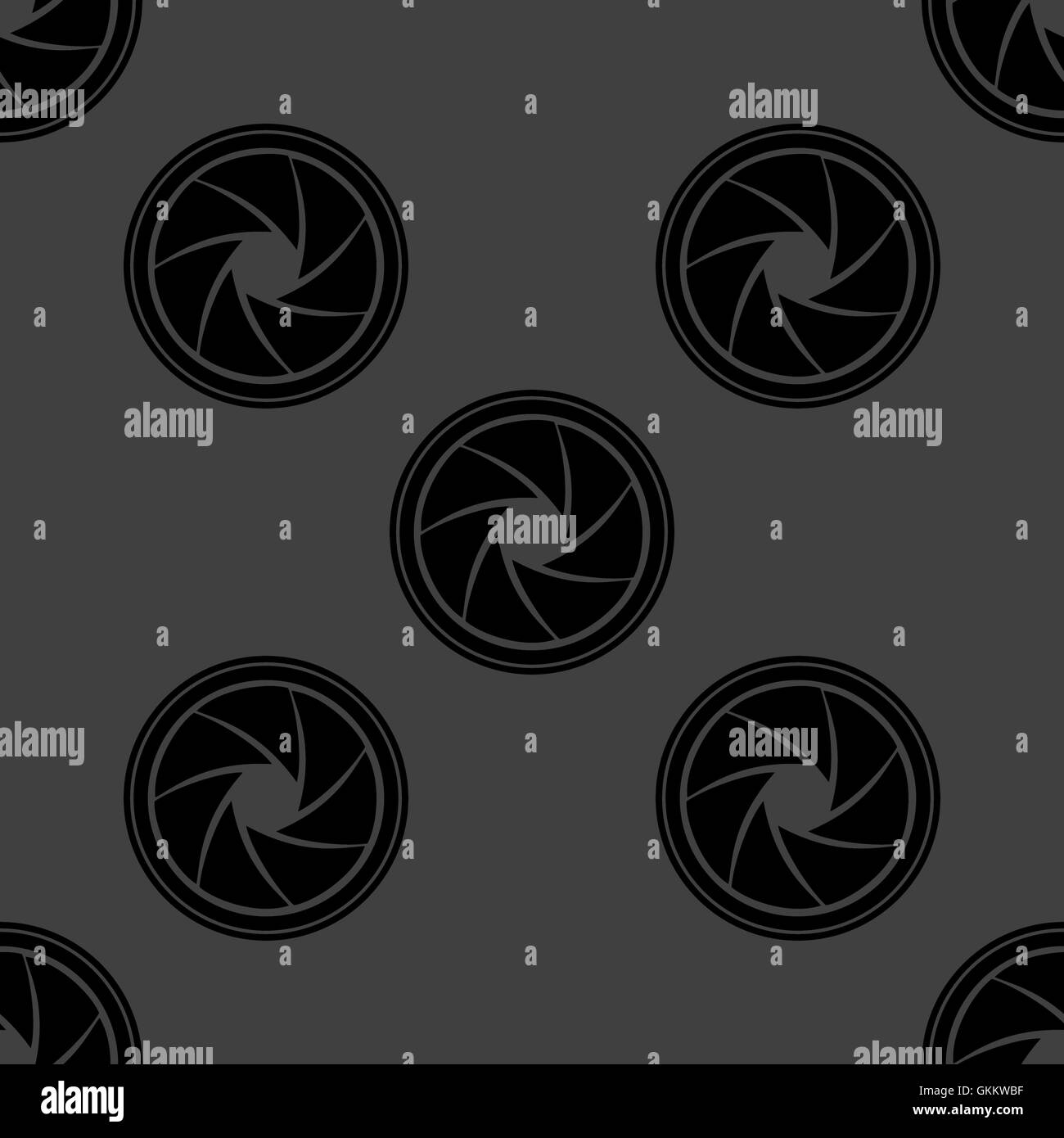 Photo camera diaphragm web icon. flat design. Seamless gray pattern ...