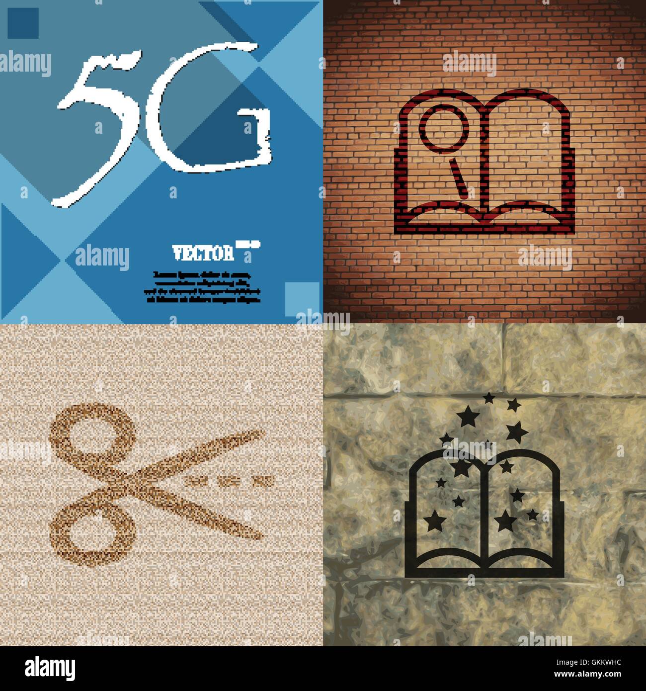 Set of abstract backgrounds with different web icons Stock Vector Image ...