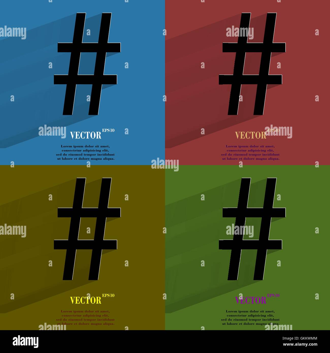 Color set sharp. Flat modern web button with long shadow and space for ...