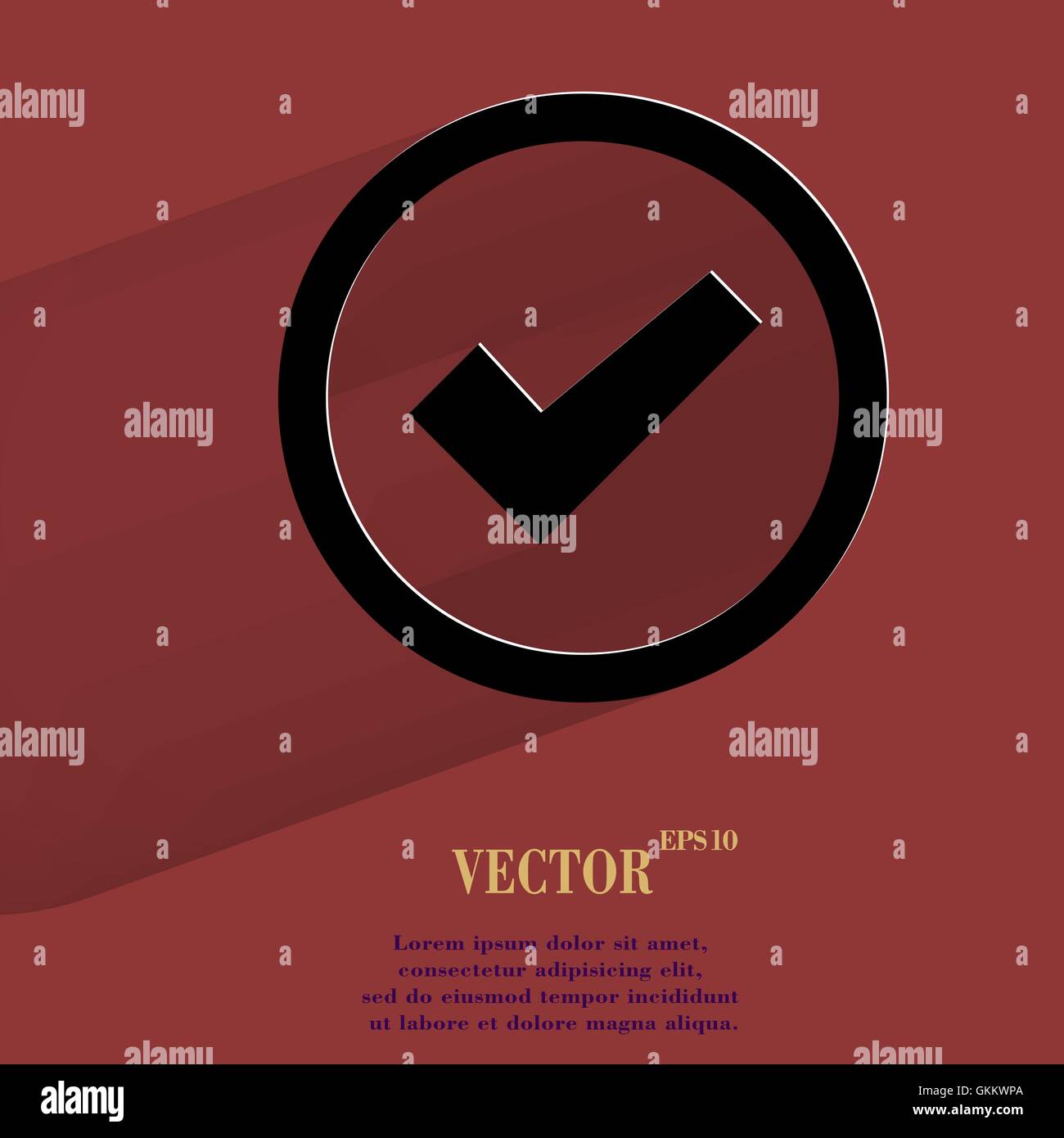 check mark. Flat modern web button with long shadow and space for your text Stock Vector Image ...