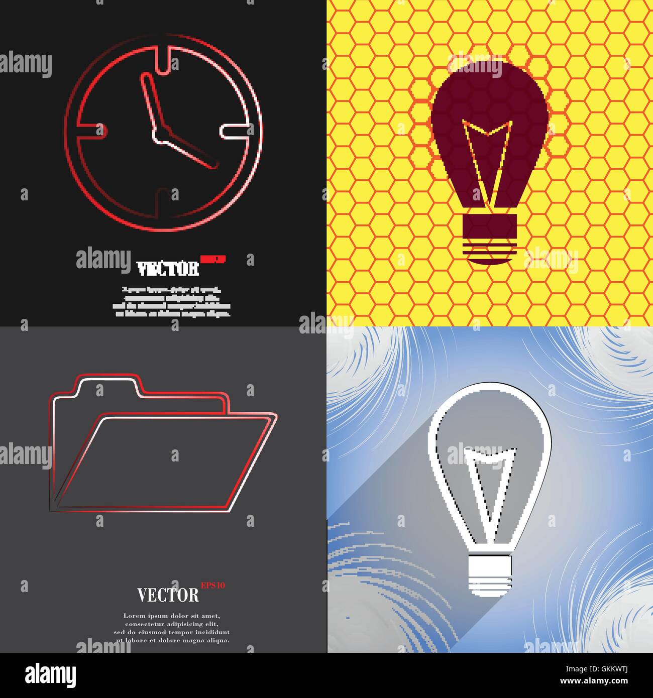 Set of abstract backgrounds with different web icons Stock Vector Image ...