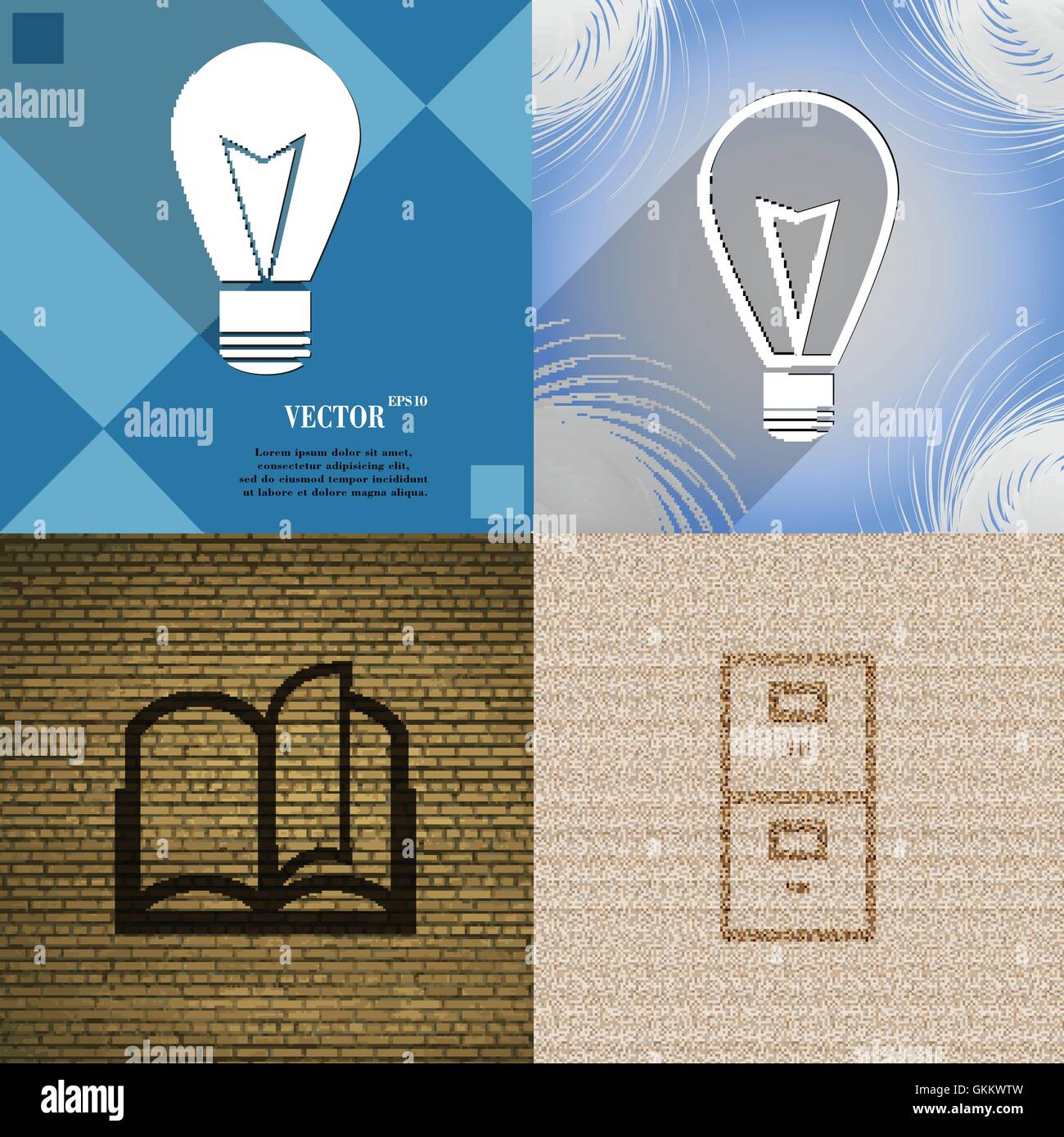 Set of abstract backgrounds with different web icons Stock Vector Image ...