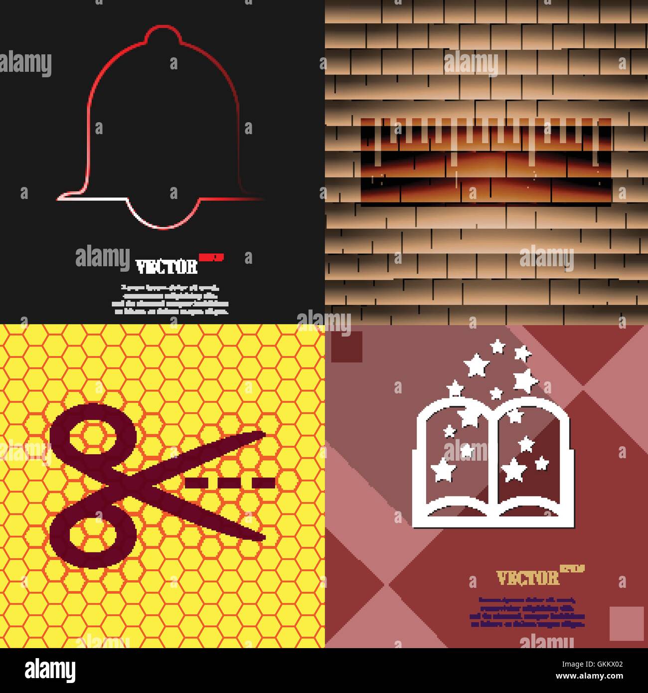 Set of abstract backgrounds with different web icons Stock Vector Image ...