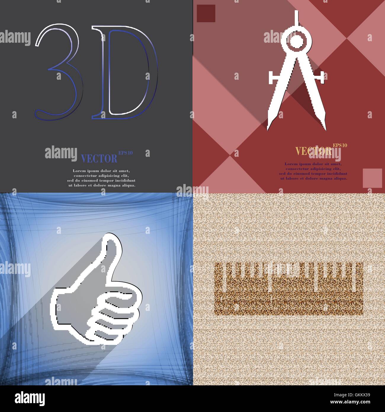 Set of abstract backgrounds with different web icons Stock Vector Image ...