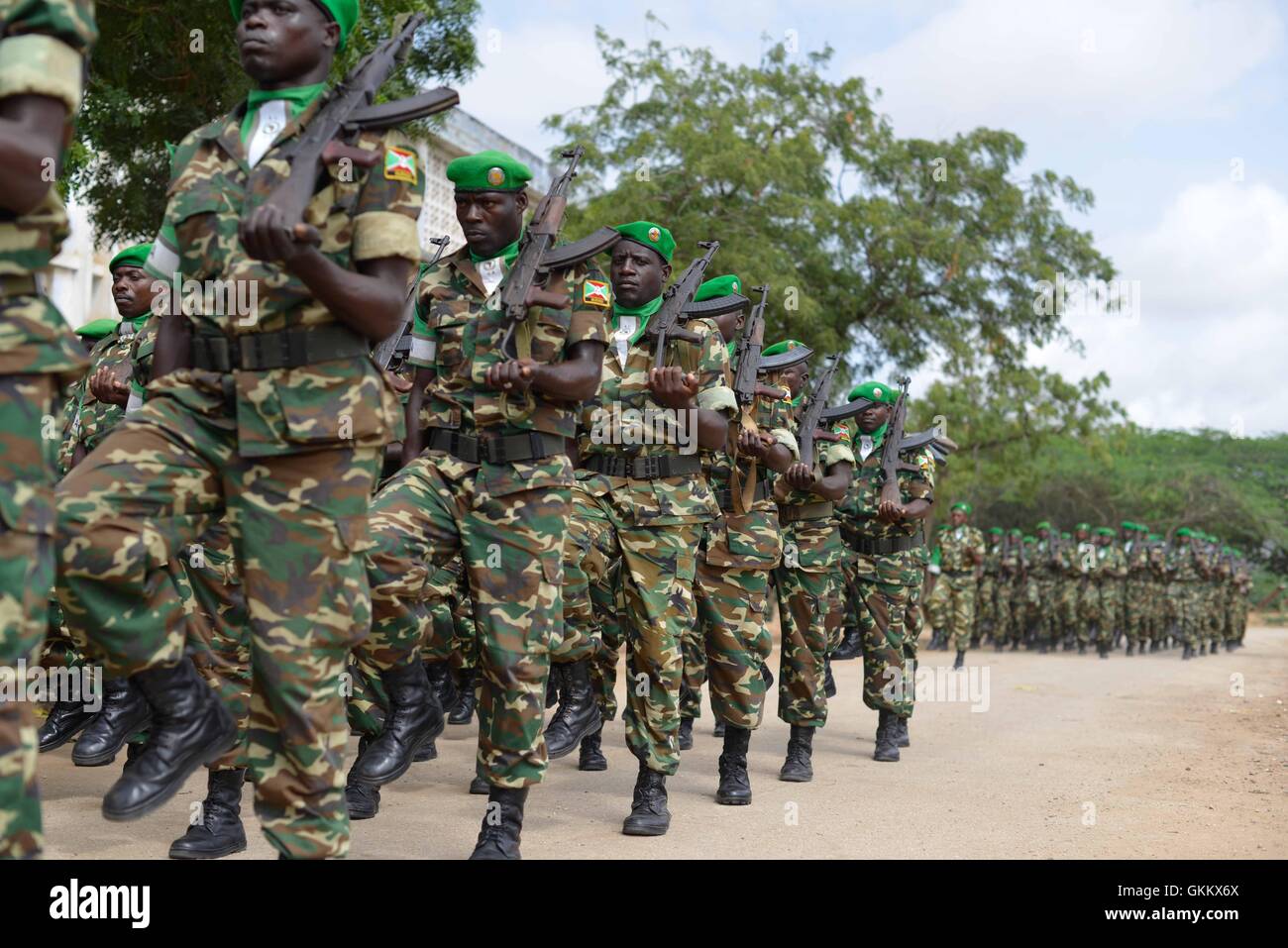 Burundi soldiers serving in AMISOM march in a parade at the former ...