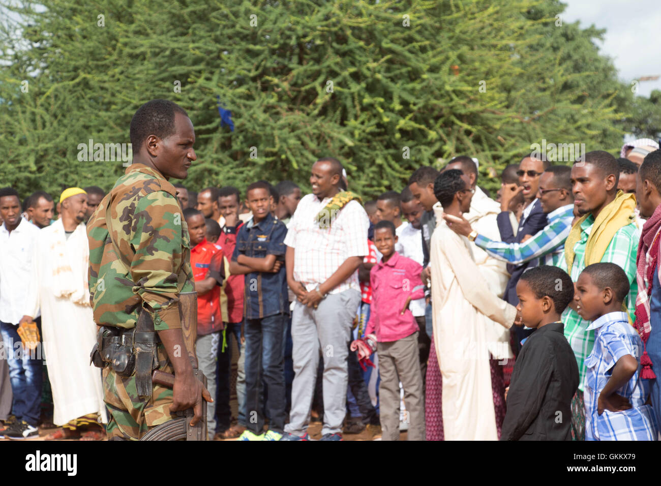 An Ethiopian soldier from AMISOM provides security during Eid el-Fitr ...